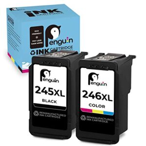 penguin remanufactured printer ink cartridge replacement for canon pg-245xl cl-246xl pg-243 cl-244 245 246 xl used for pixma mg3022 mg2924 ts3322 mg2920 tr4520 mx492 mg2520(1 black,1 color) combo pack