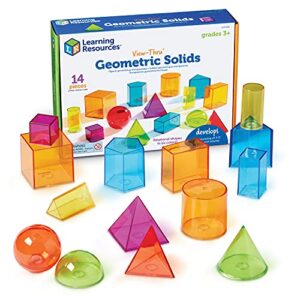 learning resources view-thru geometric solids, geometry helper, 14 pieces, ages 8+