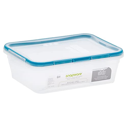 Snapware Total Solution 8.5-Cup Plastic Food Storage Container with Lid, 8.5-Cup Rectangular Meal Prep Container, Non-Toxic, BPA-Free Lid with 4 Locking Tabs, Microwave, Dishwasher, and Freezer Safe