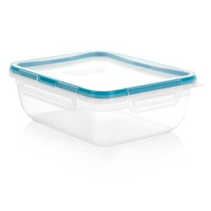 snapware total solution 8.5-cup plastic food storage container with lid, 8.5-cup rectangular meal prep container, non-toxic, bpa-free lid with 4 locking tabs, microwave, dishwasher, and freezer safe