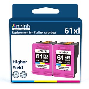 ankink 61xl color ink cartridge for hp ink 61 color hp 61 xl 61xl color printer ink combo pack for hp envy 4500 5530 4502 5535 5534 officejet 4630 4635 deskjet 1000 1010 1510 series printer ink(2pcs)