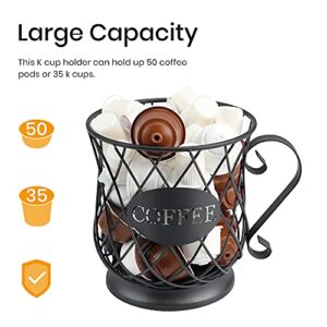 K Cup Holder Coffee Pod Holders for 35 Kcups Keurig Storage Organizer Coffee Bar Accessories for Counter - Matte Black