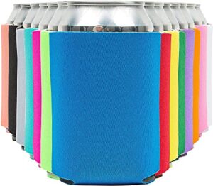 blank beer can coolers sleeves (14-pack) soft insulated beer can cooler sleeves – htv friendly plain can sleeves for soda, beer & water bottles – blanks for vinyl projects wedding favors & gifts