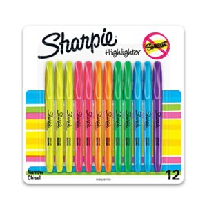 sharpie pocket style highlighters, chisel tip, assorted colors, 24 count