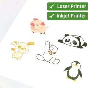 30 Sheets, Printable White Sticker Paper, Laser/Inkjet Printing - Matte, Letter Size (8.5" x 11")