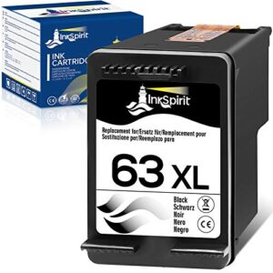 inkspirit remanufactured 63 xlarge black ink cartridge, replacement for hp 63xl for envy 4520 3634 officejet 3830 5252 4650 5258 4655 4652 5255 deskjet 3636 1111 3630 1112 3637 3632 printers (1-pack)