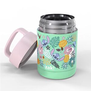 Zak Designs Kids' Vacuum Insulated Stainless Steel Food Jar with Carry Handle, Thermal Container for Travel Meals and Lunch On The Go, 12 oz, Lilo and Stitch