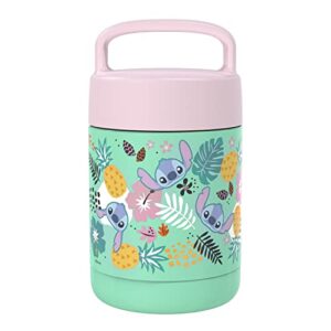 Zak Designs Kids' Vacuum Insulated Stainless Steel Food Jar with Carry Handle, Thermal Container for Travel Meals and Lunch On The Go, 12 oz, Lilo and Stitch