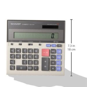 Sharp QS-2130 12-Digit Commercial Desktop Calculator with Kickstand, Arithmetic Logic, Battery and Solar Hybrid Powered LCD Display, Great For Home and Office Use,Gray and Black