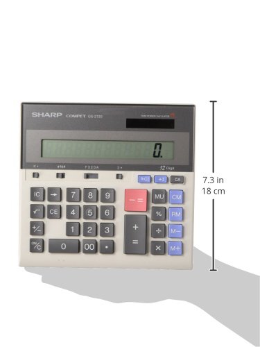 Sharp QS-2130 12-Digit Commercial Desktop Calculator with Kickstand, Arithmetic Logic, Battery and Solar Hybrid Powered LCD Display, Great For Home and Office Use,Gray and Black