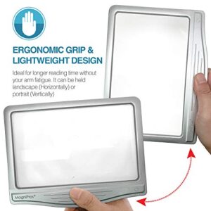 MagniPros 3X Large Ultra Bright LED Page Magnifier with Anti-Glare Dimmable LEDs(Evenly Lit Viewing Area & Relieve Eye Strain)-Ideal for Reading Small Prints & Low Vision