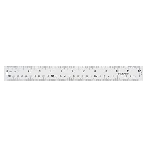 Westcott Clear Flexible Acrylic Ruler, Acrylic, 12 In, Metric