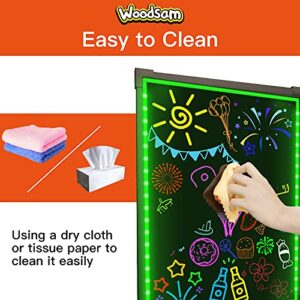 Woodsam LED Message Board- 28" X 20" Inches Erasable Writing Drawing Neon Sign with 8 Colorful Markers - Perfect for Children, Back to School, Home, Office, Restaurants, Bar, Holiday Celebration Gift