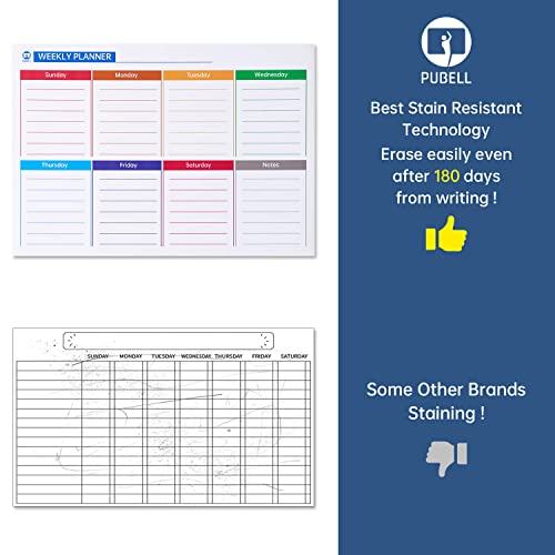 White Board Calendar Dry Erase - Monthly Calendar Whiteboard for Fridge, Weekly Magnetic Calendar for Refrigerator, Grocery List Magnet Pad for Family Planner Kitchen Schedule Board