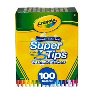 crayola super tips marker set (100 count), washable markers, kids gifts for girls & boys