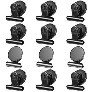 12pack fridge magnets refrigerator magnets magnetic clips heavy duty detailed list display paper fasteners on home& office& teaching (black, 12)