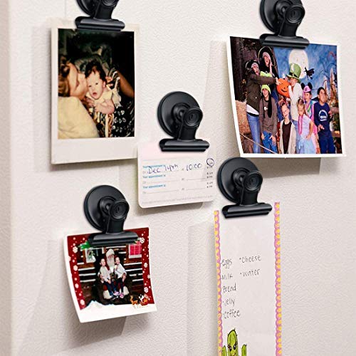 12pack Fridge Magnets Refrigerator Magnets Magnetic Clips Heavy Duty Detailed List Display Paper Fasteners on Home& Office& Teaching (Black, 12)