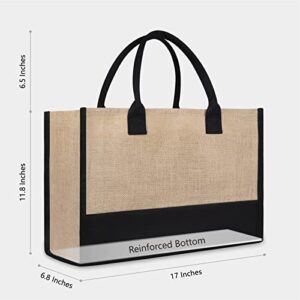 TOPDesign Initial Jute/Canvas Tote Bag, Personalized Present Bag, Suitable for Wedding, Birthday, Beach, Holiday, is a Great Gift for Women, Mom, Teachers, Friends, Bridesmaids (Letter M)