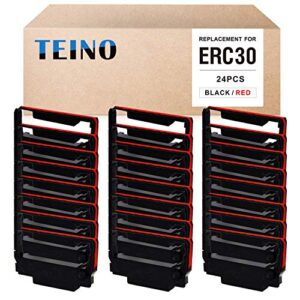 teino 24 pack erc30 erc-30 erc 30 34 38 b/r compatible ribbon cartridge for use in erc30 erc34 erc38 nk506 printer (black red)