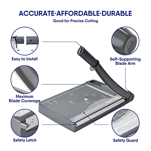 Moonsmile Paper Cutter, 12 Inch Cut Length Heavy Duty Guillotine Paper Trimmer with Safety Guard and Blade Lock, 12-Sheet Capacity, Cardstock/Cardboard/Laminating Sheet