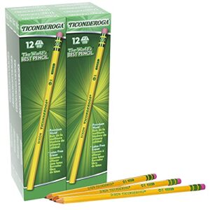 Ticonderoga Wood-Cased Pencils, Unsharpened, #2 HB Soft, Yellow, 96 Count