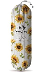 hglian grocery plastic bag holder and dispenser wall mount plastic bags organizer，garbage shopping trash bags storage carrier, cute sunflower home kitchen decor,gifts for mom wife grandma