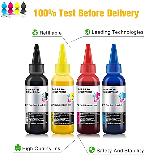 seogol Sublimation Ink for Printers ET-2720 ET-2760 ET-2750 ET-15000 ET-4700 ET-3760 WF-7710 WF-7720 WF-7210 C88+ ETC. 400ml