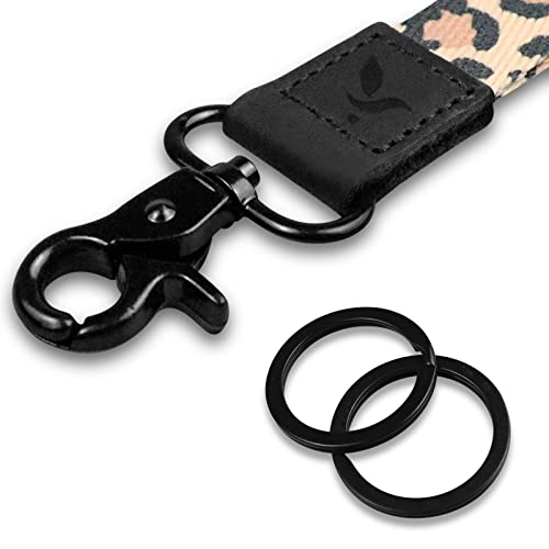 Yiflin Cute Wrist Lanyard for Keys, Keychain, Wallet, Id Holder, Cell Phone, Wristlet Lanyard Key Chain Holder（Black Leopard）