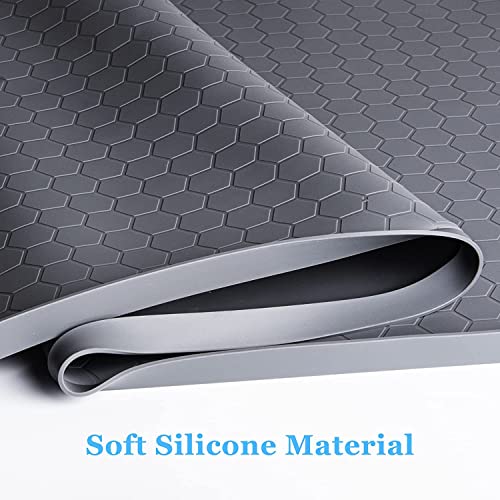 Under Sink Mat, 28'' x 22'' Silicone Under Sink Liner, Waterproof Shelf Liner with Drain Hole, Kitchen Bathroom Cabinet Mats (Grey)