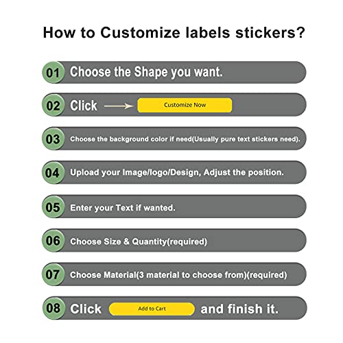 Inshoney Custom Stickers for Business Logo Personalized Label Stickers Customized 100,200pcs, 1",1.5",2", 3", 4"(Circle)