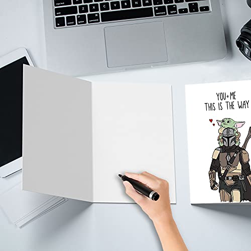 Funny Baby Yoda Card, Adorable Yoda Valentine’s Day Card for Husband or Wife, Star Wars Fan Mandalorian Theme Card for Spouse Ex, You + Me This Is The Way Card for Boyfriend or Girlfriend