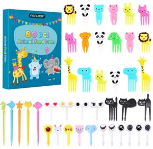 fatloda food picks for kids, 80pcs kids food picks, animal toddler food picks, reusable kids lunch accessories for bento box, cute kids toothpicks for lunch picks, fun fruit picks forks