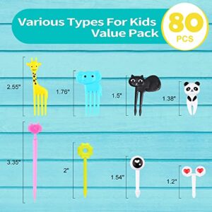 FATLODA Food Picks for Kids, 80PCS Kids Food Picks, Animal Toddler Food Picks, Reusable Kids Lunch Accessories for Bento Box, Cute Kids Toothpicks For Lunch Picks, Fun Fruit Picks Forks