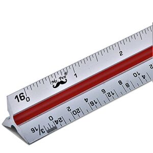 mr. pen triangular, architectural, aluminum scale ruler for blueprint, drafting, color-coded, 12 inches