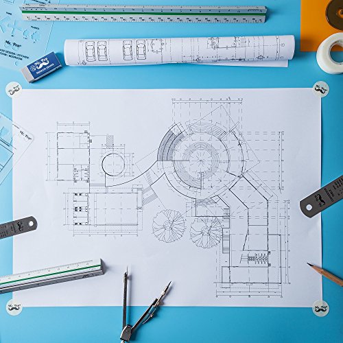 Mr. Pen Triangular, Architectural, Aluminum Scale Ruler for Blueprint, Drafting, Color-Coded, 12 Inches