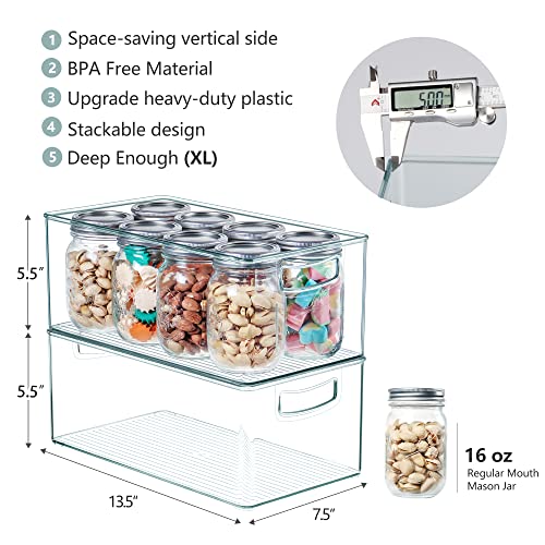 8 PACK Multi-size Clear Plastic Storage Bins, Stackable Pantry Organizing Container for Home Edit and Cabinet Organizers