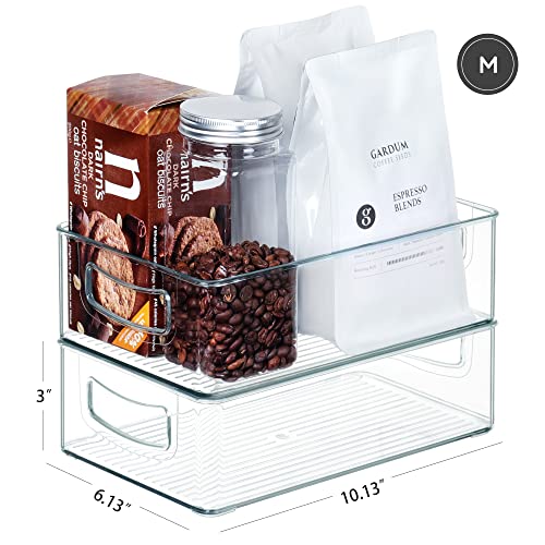 8 PACK Multi-size Clear Plastic Storage Bins, Stackable Pantry Organizing Container for Home Edit and Cabinet Organizers