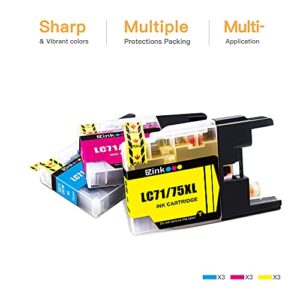 E-Z Ink (TM) Compatible Ink Cartridge Replacement for Brother LC75 LC71 LC79 XL LC-75 LC LC-71 Compatible with MFC-J6510DW MFC-J6710DW MFC-J6910DW MFC-J280W (3 Cyan, 3 Magenta, 3 Yellow) 9 Pack