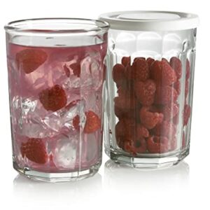 Luminarc Working 21-Ounce Storage Jar/Cooler with Lids, Set of 4 Tumbler Glasses, 4 Count (Pack of 1), Clear