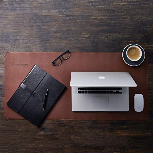 Gallaway Leather Desk Mat,Desk Writing Pad - Office Desk Pad, Large 36" x 17" Dark Brown, Desk Mats on Top of Desks, Gift Ready Elegant Computer Desk Mat Desk Cover Desk Pad Protector PU Leather