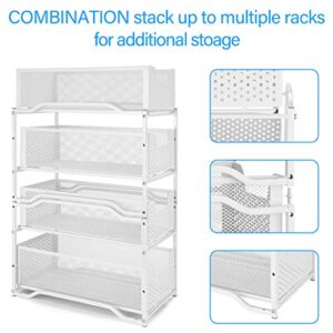 Simple Trending 2 Pack Stackable 2-Tier Under Sink Cabinet Organizer with Sliding Storage Drawer, White