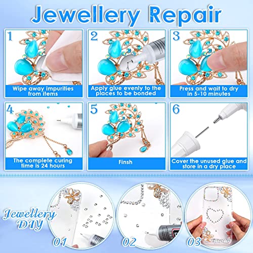 B7000 Jewelry Rhinestones Glue, Cludoo 5PCS B-7000 Clear Super Glue Transparent Industrial Adhesive for Phone Repair Jewelery Making Crafts Gem Fabric Metal Nail Art Stone Wood Glass Bead