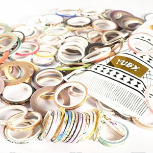 YUBX Exrta Slim Washi Tape Set Random Patterns 80 Rolls+ Bundle Gold Foil Super Skinny Decorative Masking Tape Scrapbook Tape for DIY Craft Art Projects Journal Gift Wrapping