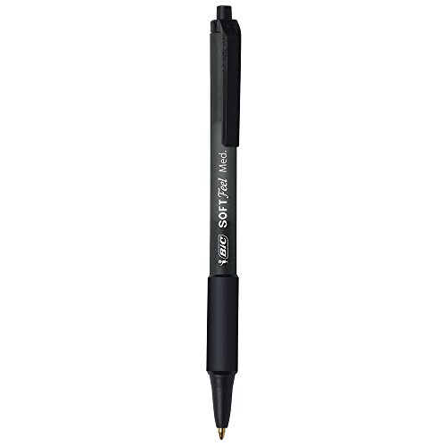 BIC Soft Feel Black Retractable Ballpoint Pens, Medium Point (1.0mm), 36-Count Pack, Black Pens With Soft-Touch Comfort Grip