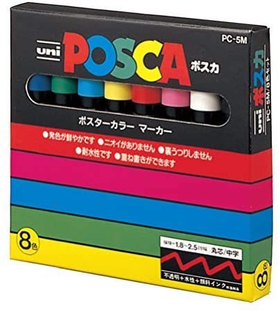 Mitsubishi Pencil Water-based Pen-Poska Medium letter round core 8 colors PC5M8C Japan