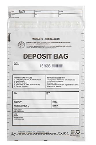 USPACKSMART Deposit Bags 9”x12”. Clear Plastic Bags Ideal for Cash Handling or Bank Deposits. 100-Pack (1208-00)