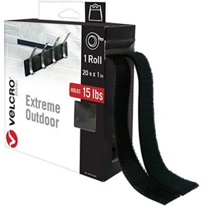 velcro brand extreme outdoor mounting tape | 20ft x 1 in, holds 15 lbs | strong heavy duty stick on adhesive | mount on brick, concrete for hanging, 30702