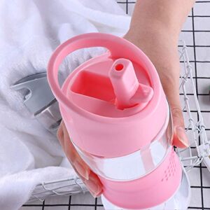 Kids Water Bottle with Straw 12 OZ BPA-Free Tritan Bulk Bottle Pink Little Girls Clear Drinking Bottle for School