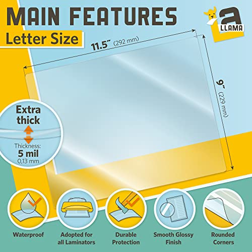 Thermal Laminating Pouches, 9 x 11.5 Inches, 5 Mil Thick, 20 Pack, Suited for Letter Size Laminating Sheets 8.5 x 11