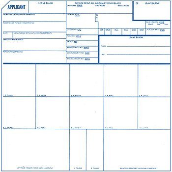 Fingerprint Cards, Applicant FD-258, 25 Pack